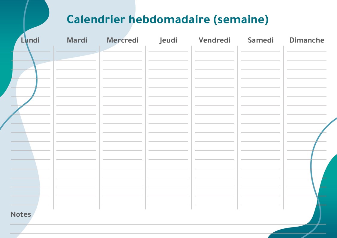 Semainier, Calendrier hebdomadaire à télécharger et imprimer