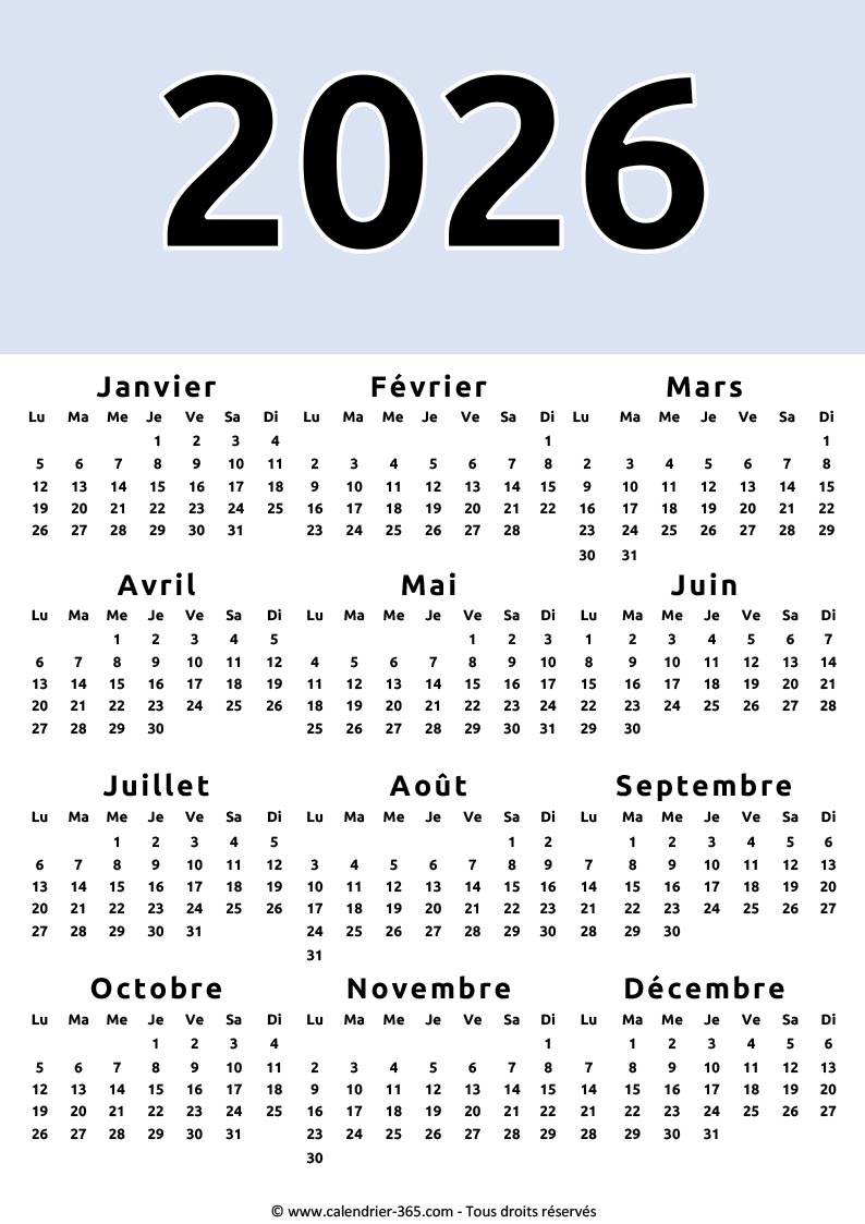 Calendrier 2026 Word: Modèles gratuits à télécharger